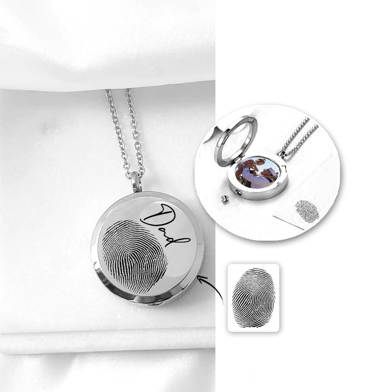 Fingerprint Locket With Photo and Urn Necklace for Human - Etsy
