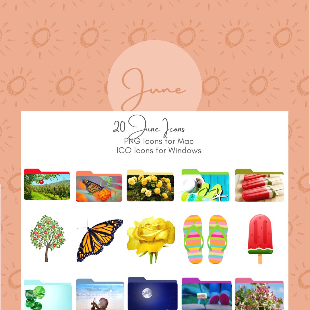 June Icons and Desktop Organizer Summer Wallpaper Folder Icons - Etsy