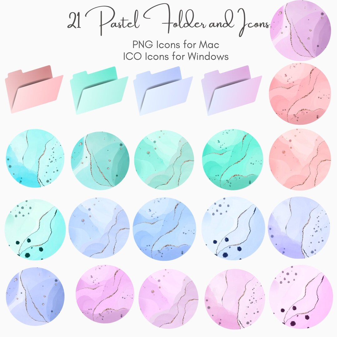 Pastel Icons and Folders for Desktop and Folder Icons Works - Etsy