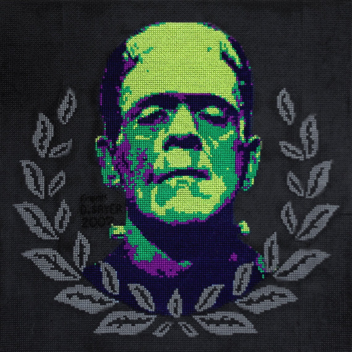 Frankenstein & Wreath Cross-stitch Pattern - Instant Download Pdf - Etsy