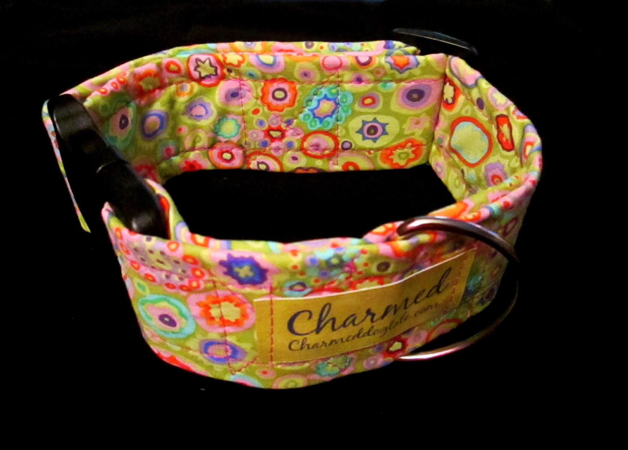 13-22 Colorful Circles Dog Collar 2 Width, Handmade Dog Collar, Pet ...