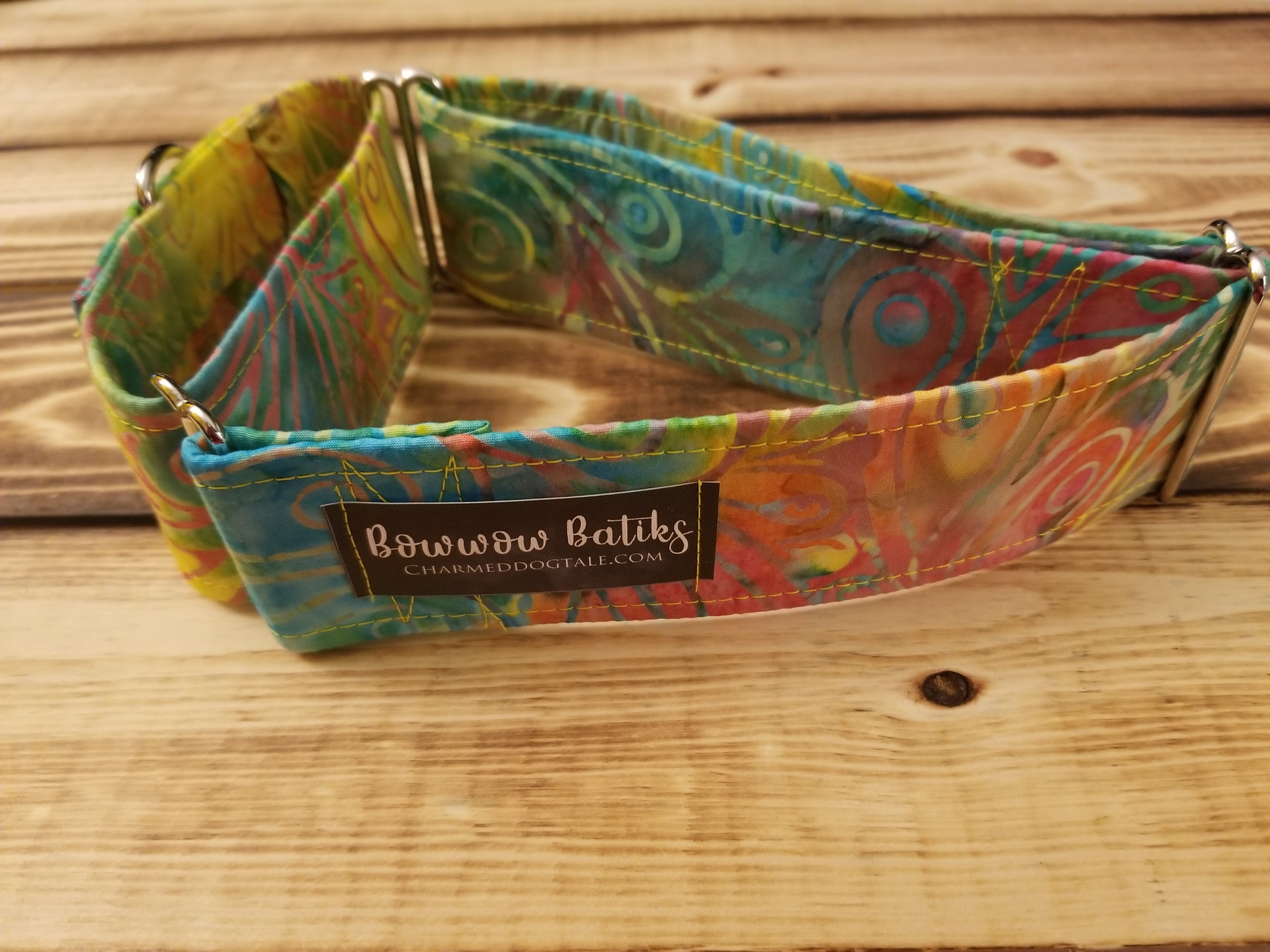 16-29 Bowwow Batik Martingale Collar 2 width, Batik Collar, Fabric ...