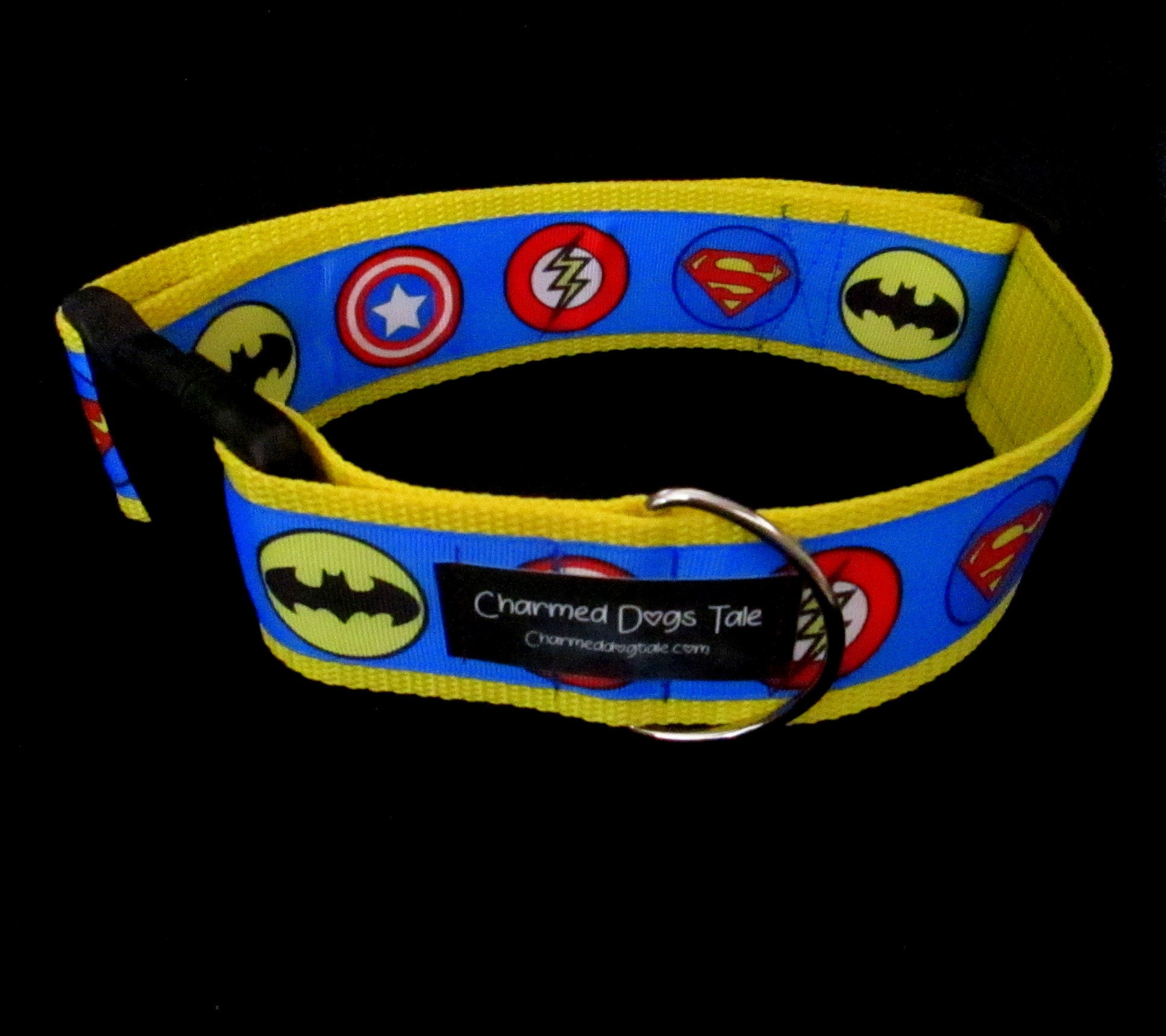 15-30 Superhero Ribbon Pet Collar 2 Width, Dog Collar, Ribbon Collar ...