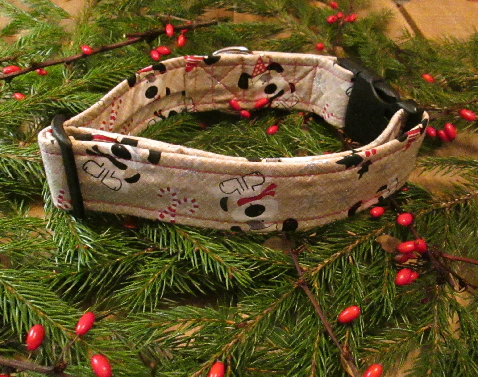 14-26 Santa Paws Christmas Dog Collar 1.5 width, Fun Dog Collar, Fabric ...