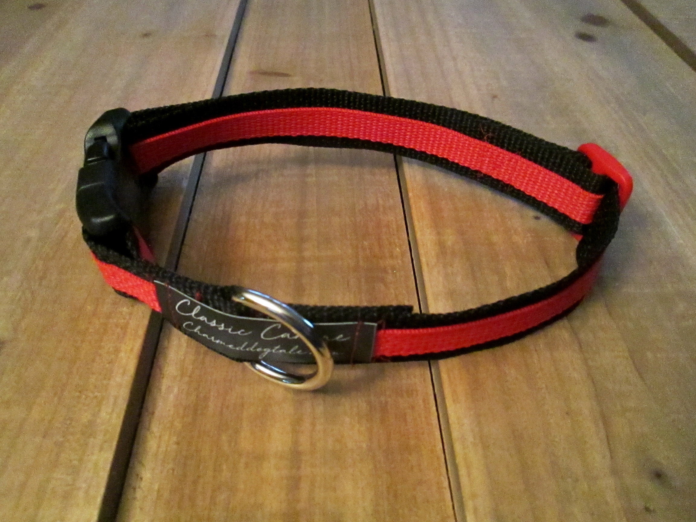 13-24 Classic Canine Dog Collar 1 Width, Bright Dog Collar, Red & Black ...