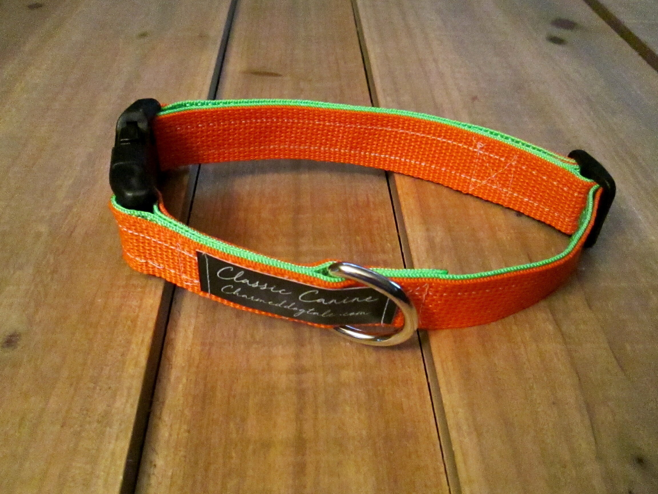 14-24 Classic Canine Dog Collar 1 Width, Bright Dog Collar, Green ...