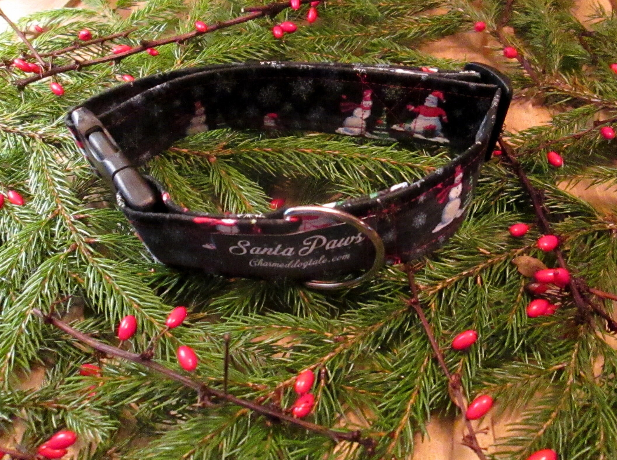 13-24 Santa Paws Christmas Dog Collar 1.5 width, Fun Dog Collar, Fabric ...