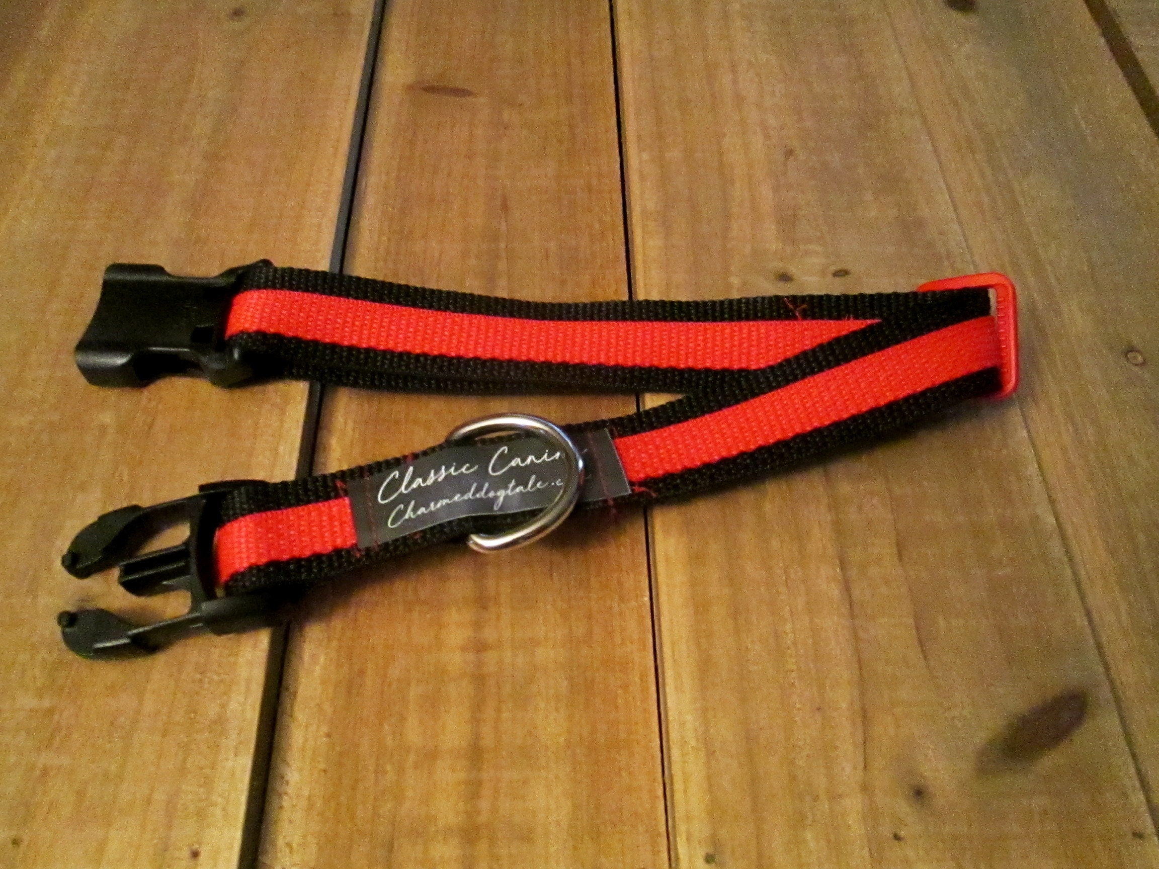 13-24 Classic Canine Dog Collar 1 Width, Bright Dog Collar, Red & Black ...