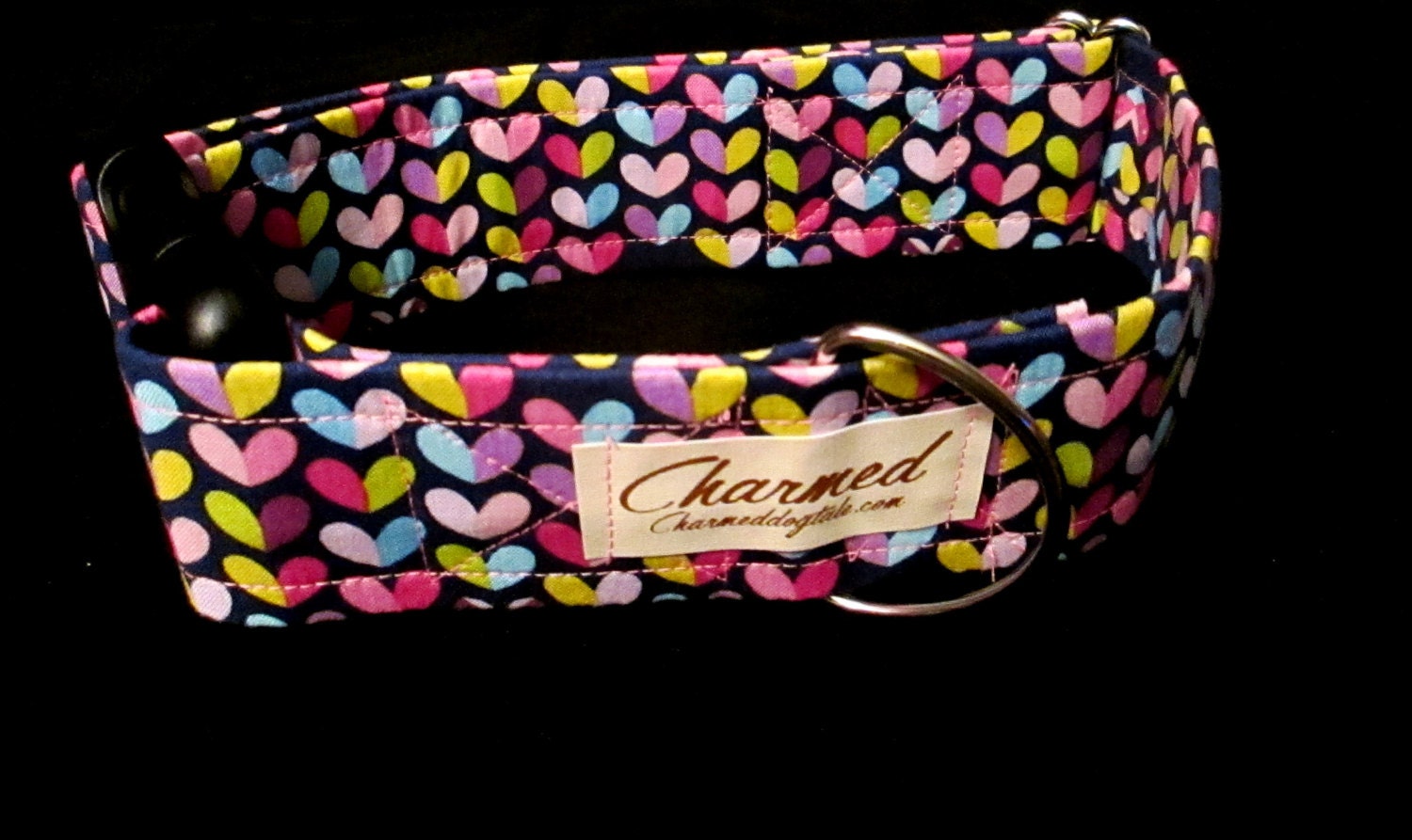 17-30 Queen of Hearts Dog Collar 2 Width, Pet Collar, Heart Collar ...