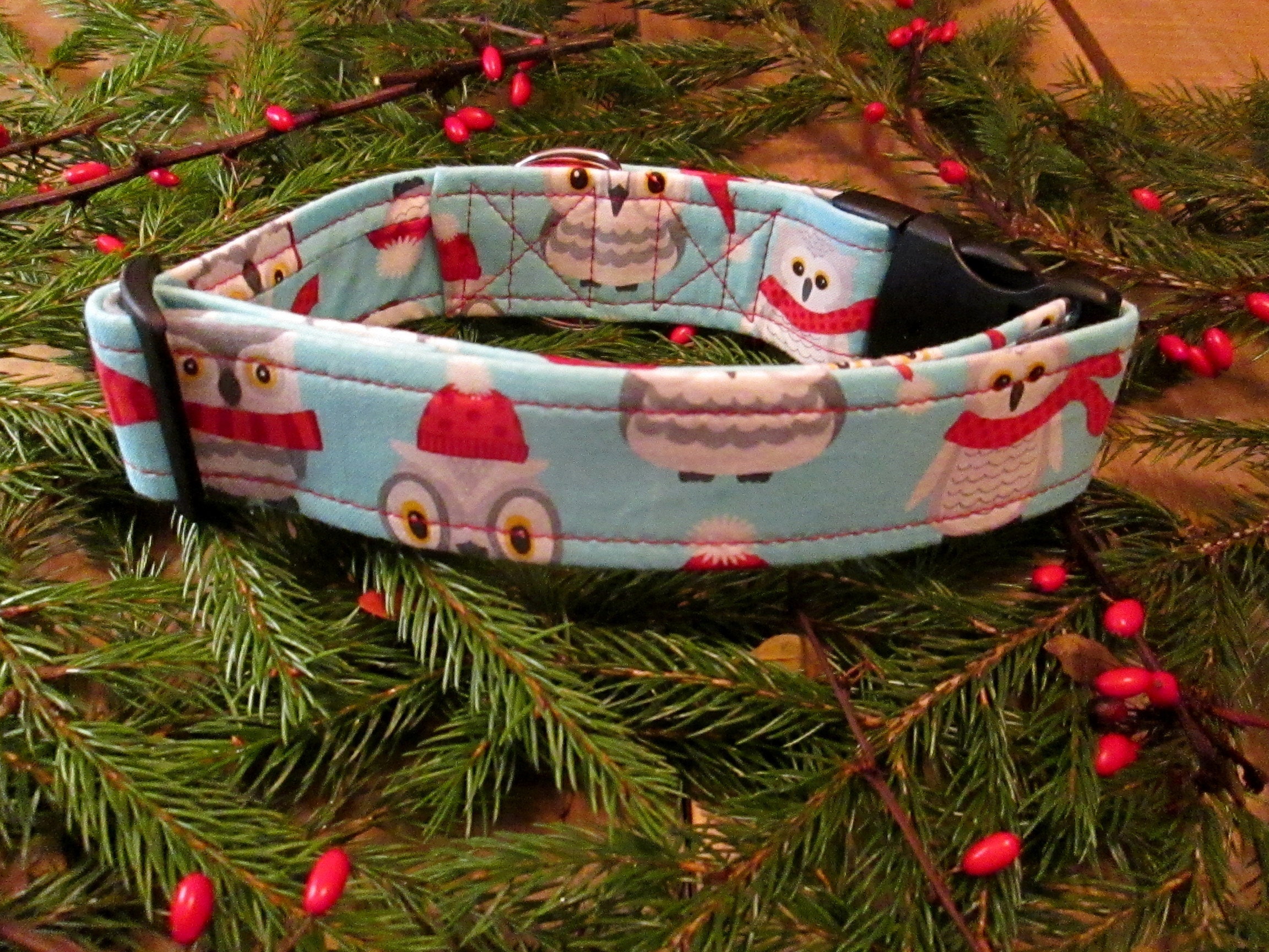 14-25 Santa Paws Christmas Dog Collar 1.5 width, Fun Dog Collar, Fabric ...