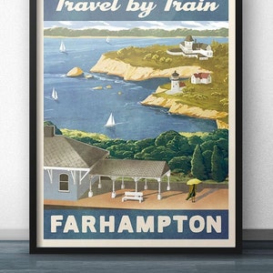 Farhampton Retro Vintage Travel Poster - Etsy