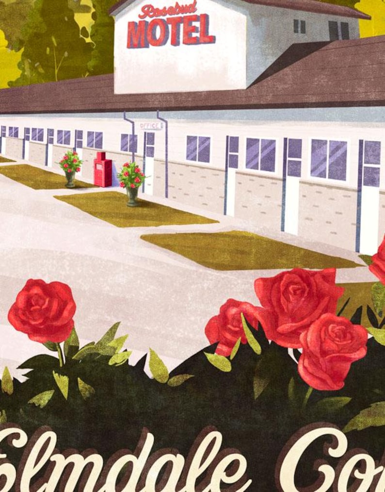 Rosebud Motel Vintage Travel Poster - Elmdale County - Etsy