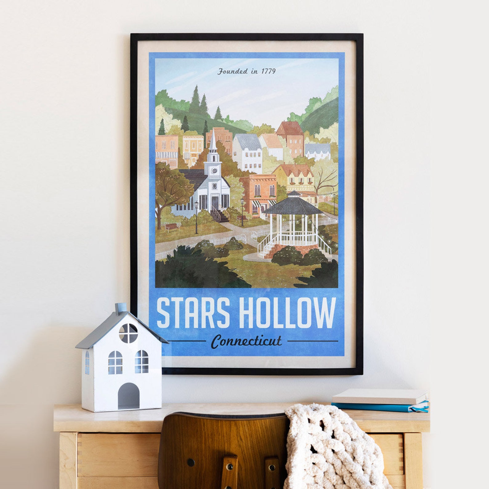 Stars Hollow Poster - Vintage Travel Poster (blue Version) - Etsy