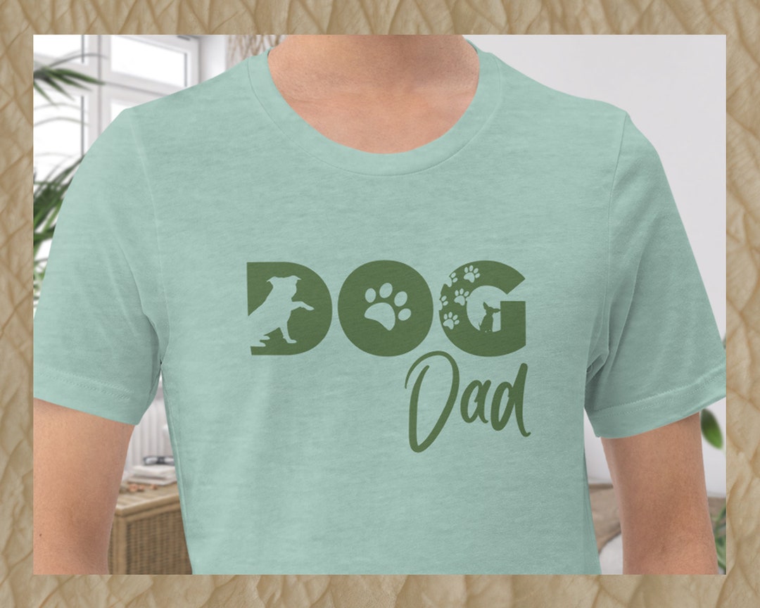 Dog Dad Tee | Playful Puppy Silhouettes & Paw Prints | Dog Lover Shirt ...