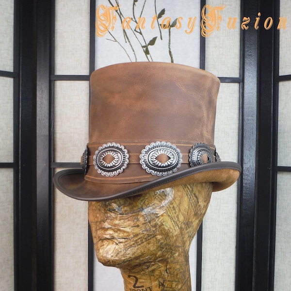 Leather Slash Top Hat - Etsy