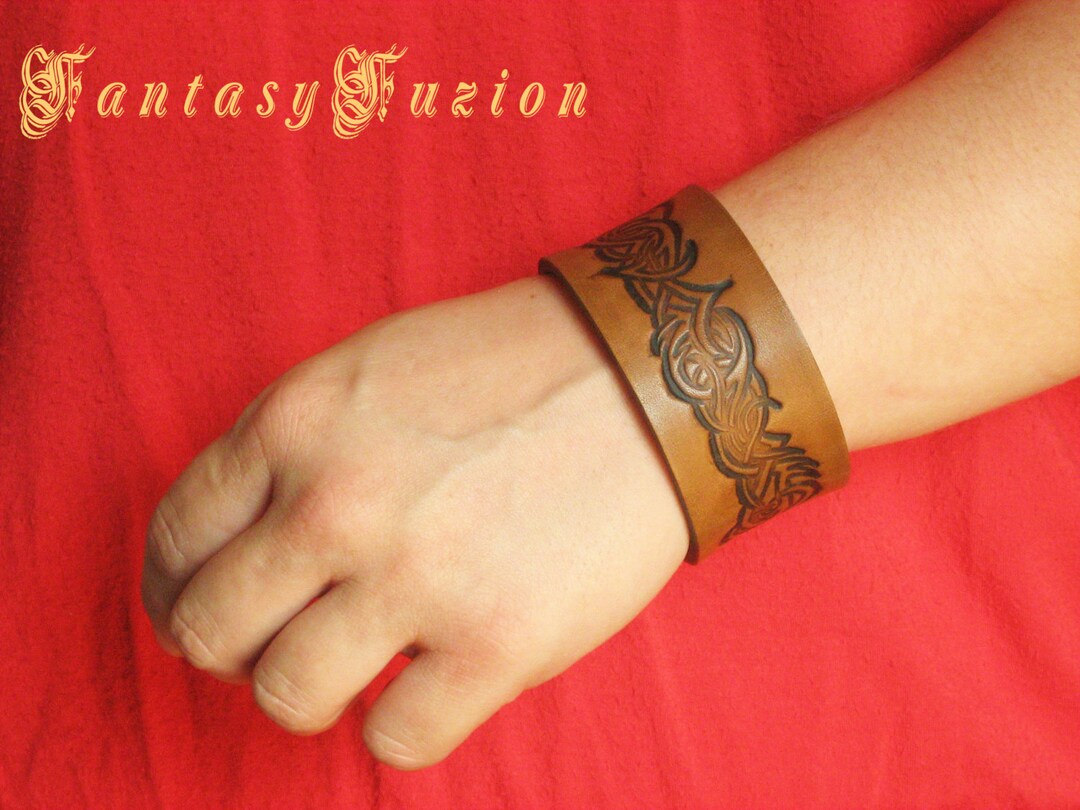 Medieval Tribal Design Leather Cuff Bracelet - Etsy