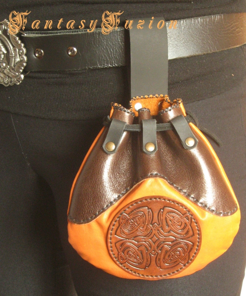 Medieval Celtic Larp Earth Leather Belt Pouch - Etsy