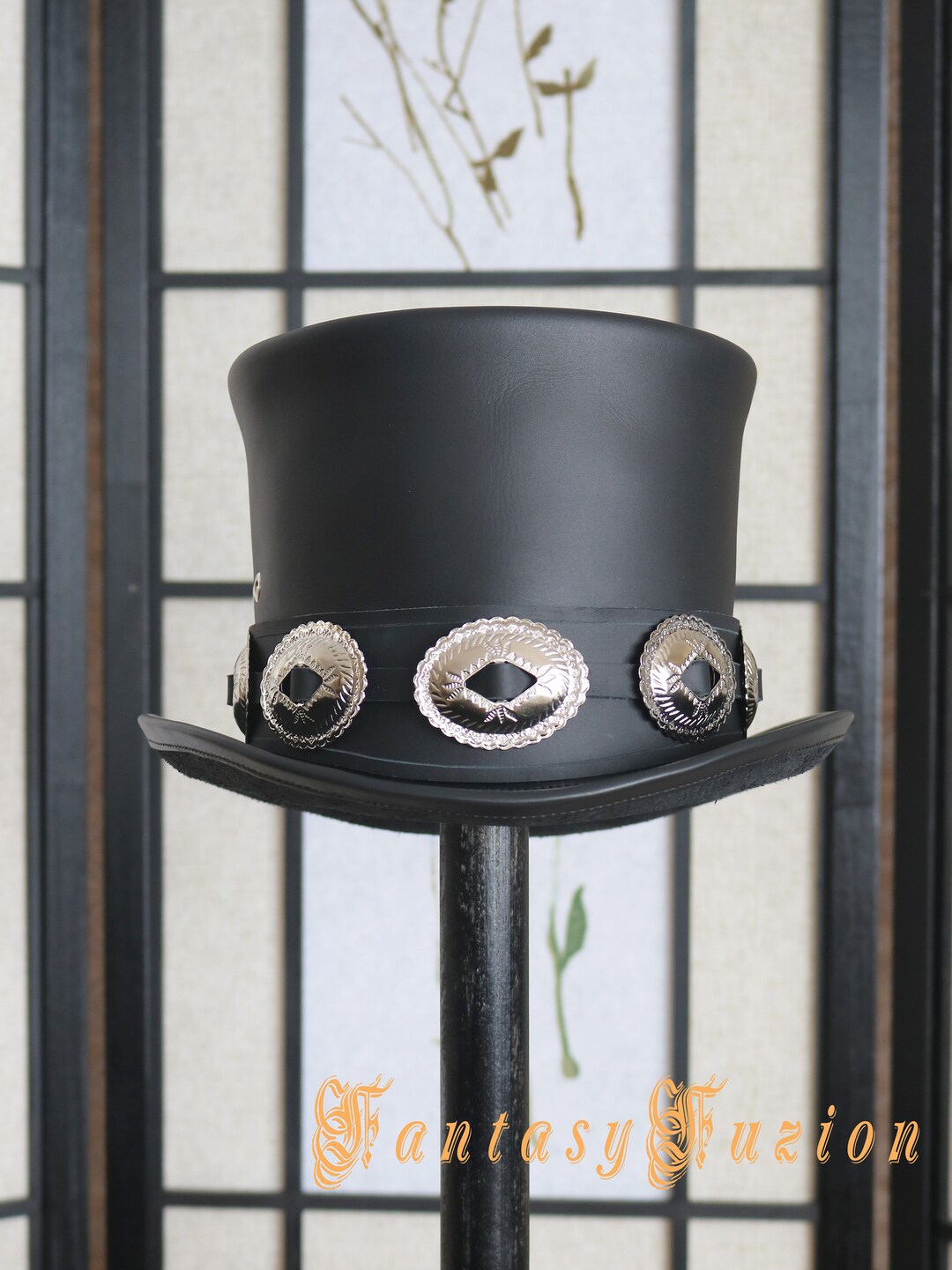 Top Hat // Slash Style Hat // Rocker Black Leather Hat // - Etsy
