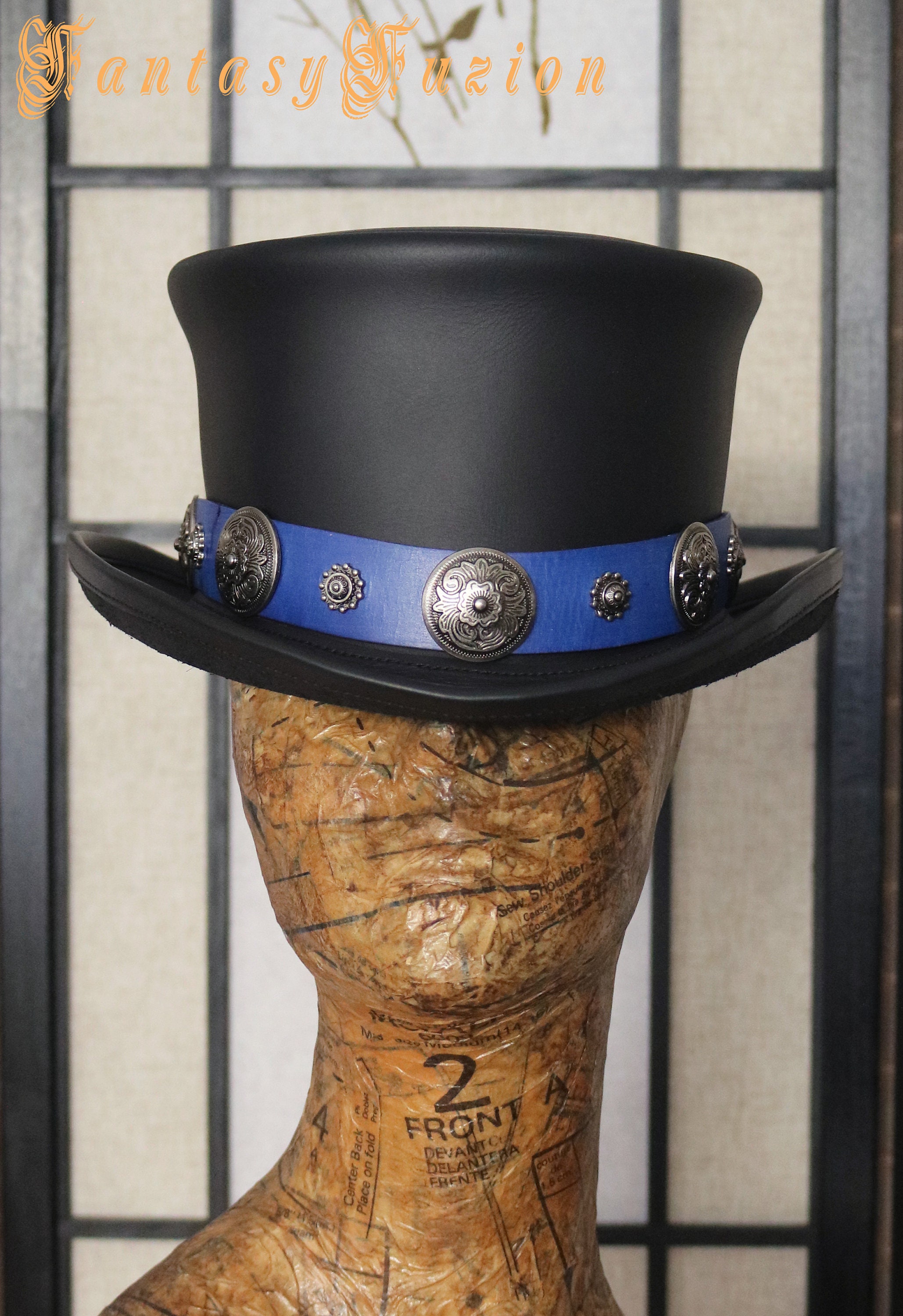 Rock n Roll Top Hat // Western Hatband // Desperado Leather | Etsy