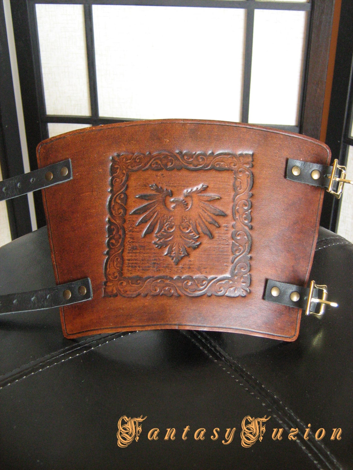 Medieval Knight LARP Armor Fire Bird Crest Design Leather Cuff | Etsy