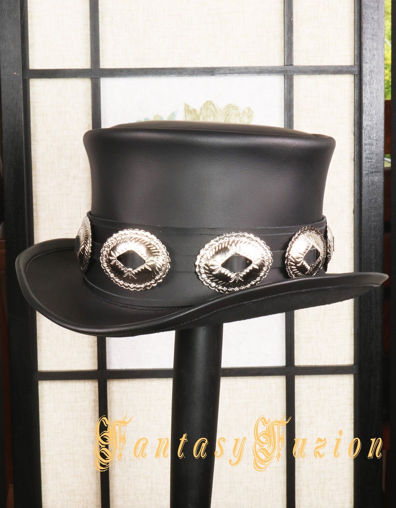 Top Hat // Rocker negro cuero Slash Sombrero // Top Top - Etsy España
