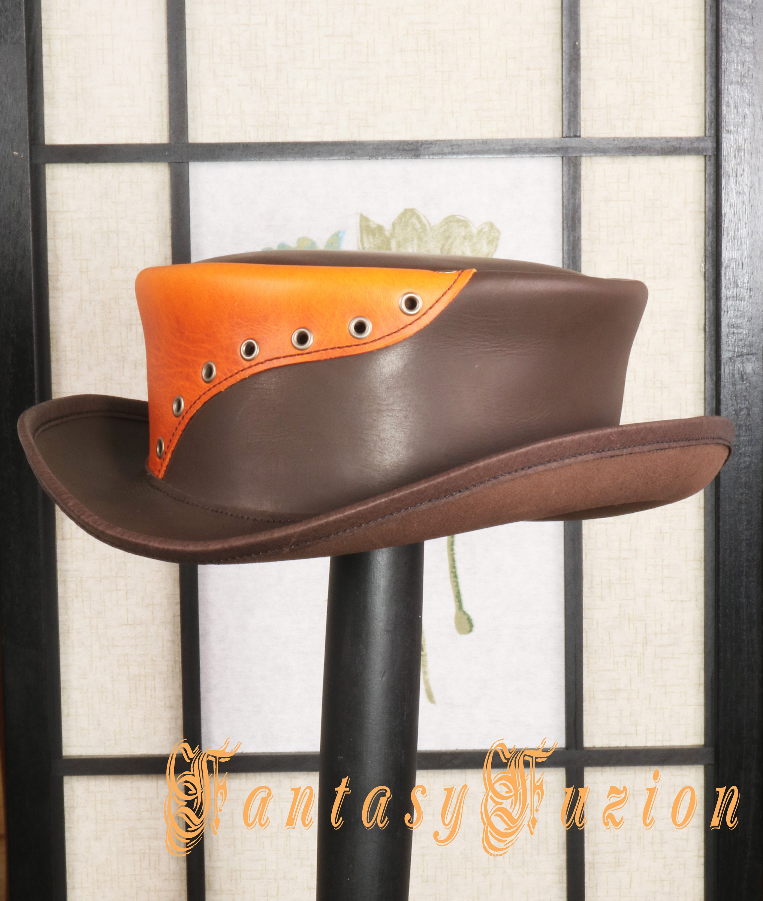 Short Top Hat Burning Man Colorful Victorian Leather Hat Steampunk Pork ...