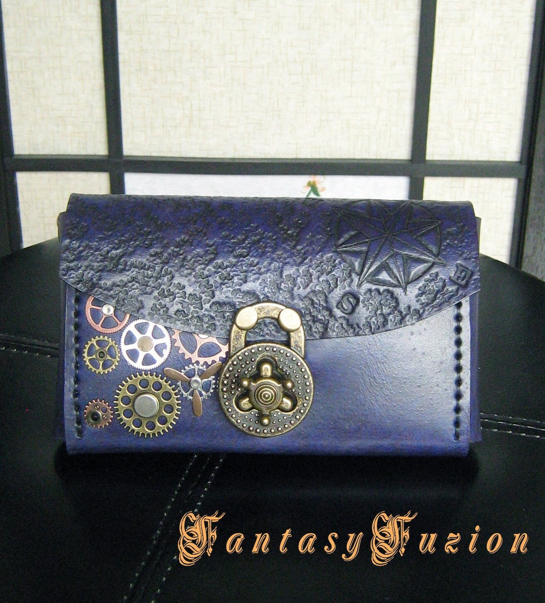 Steampunk Adventurer Victorian Compass Rose Carved Leather Belt Pouch ...