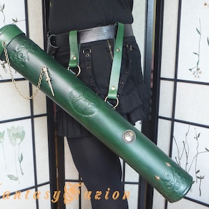 Leather Map Tube // Elven Medieval Map Tube // Celtic Tree of Life ...