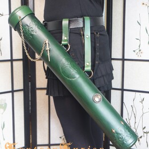 Leather Map Tube // Elven Medieval Map Tube // Celtic Tree of Life ...