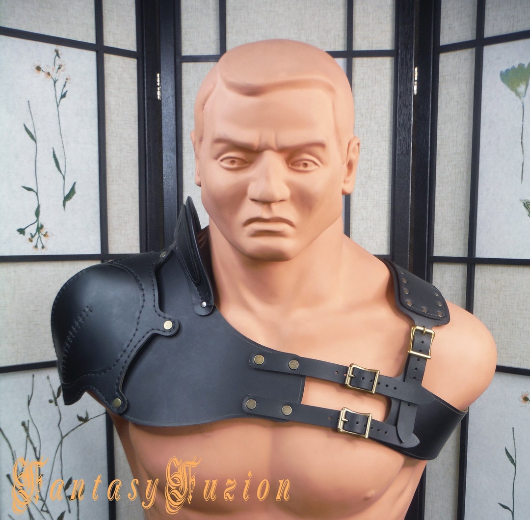 Leather Shoulder Armor // Shoulder Guard // LARP Costume // Black ...