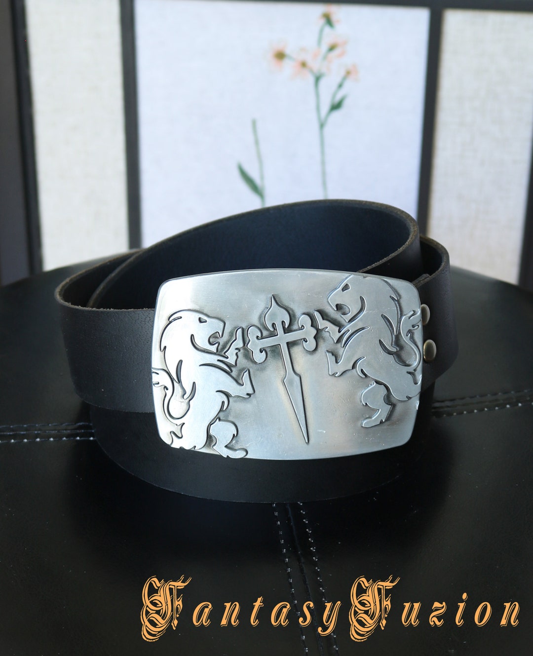 Medieval Belt // Knight Leather Belt // Lions Buckle Shield // BROWN ...