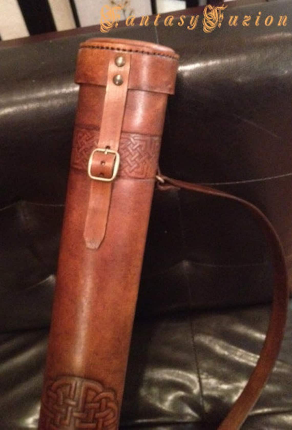 Leather Map Quiver // Medieval Traveler Map Case // Adventurer Fantasy ...