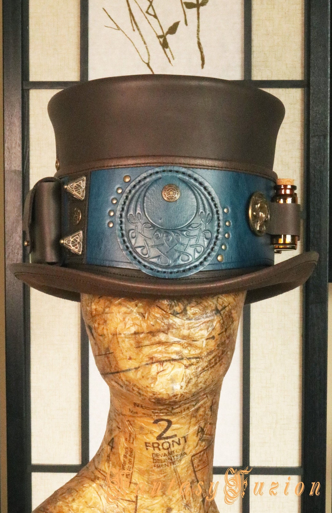 Witch Leather Hat With Pockets and Alchemist Glass Vials // Sorcerer ...