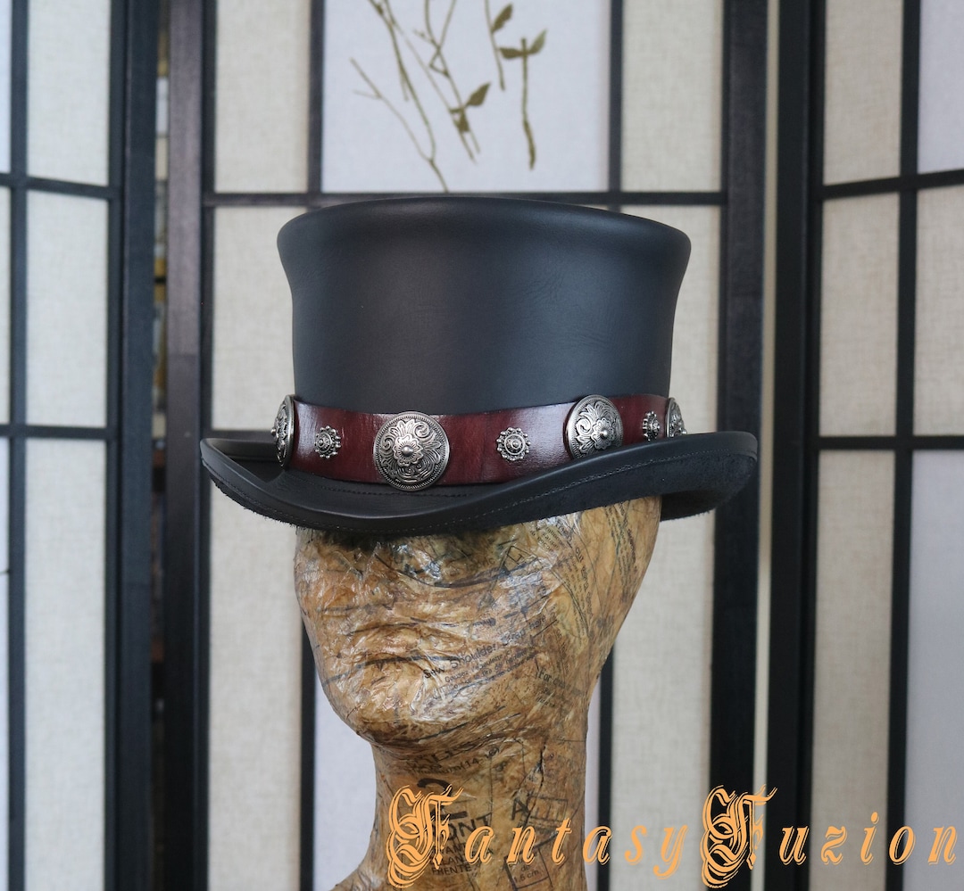 Top Hat // Desperado Leather Hat // Western Hatband // Rock N Roll Top ...