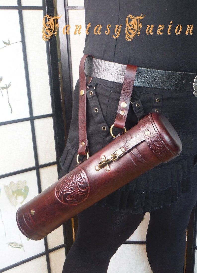 Leather Map Tube // Celtic Medieval Map Case // LARP // | Etsy Canada