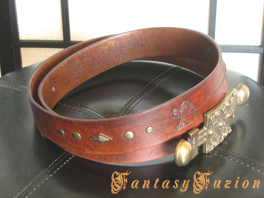 Medieval Lord Knight With Lion Heraldic Carving Leather Belt - Etsy
