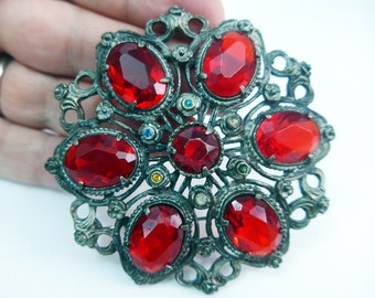 Large Red Brooch - Etsy