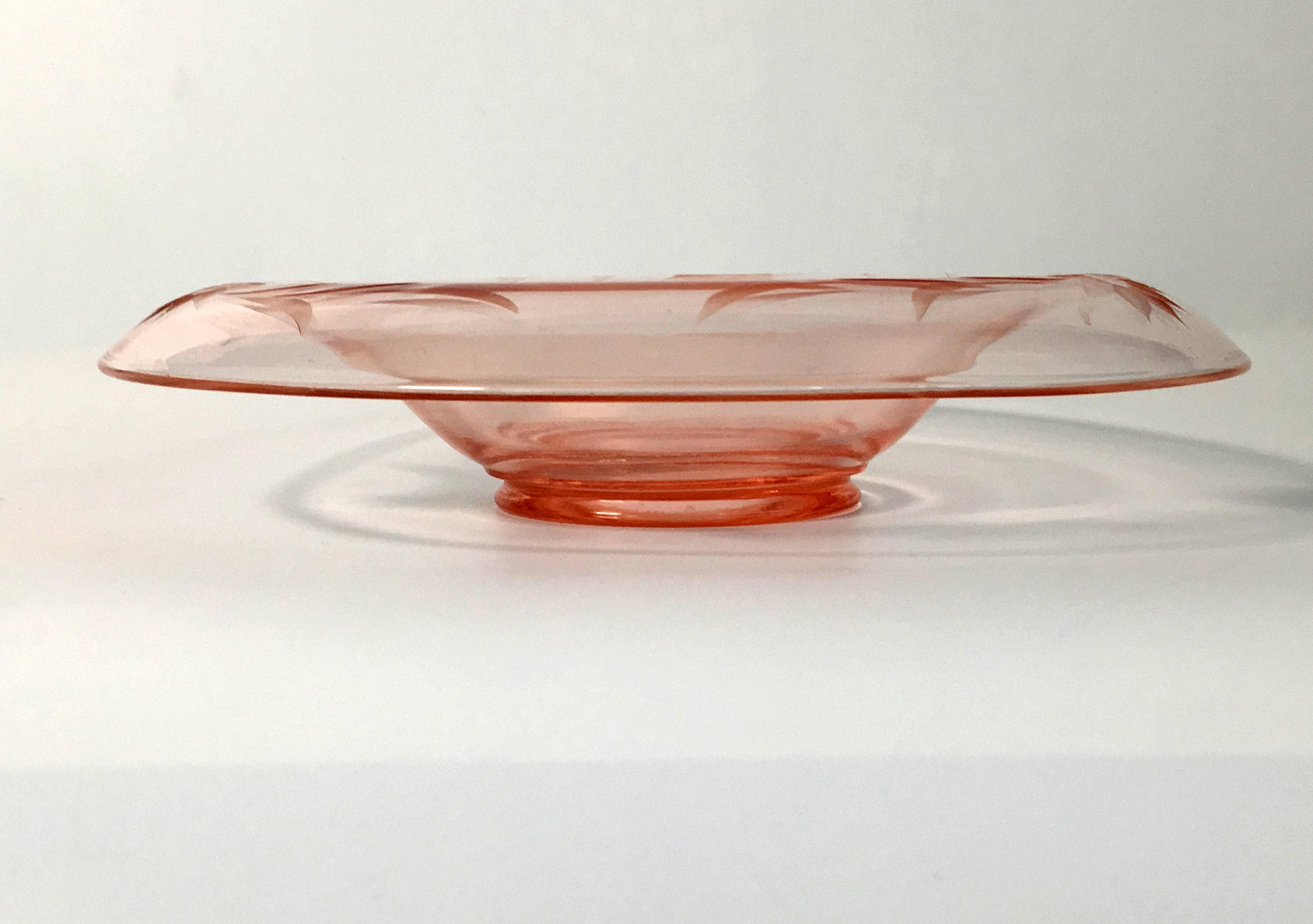 Vintage / Antique Rolled Edge Console Glass Bowl - Pink Depression ...