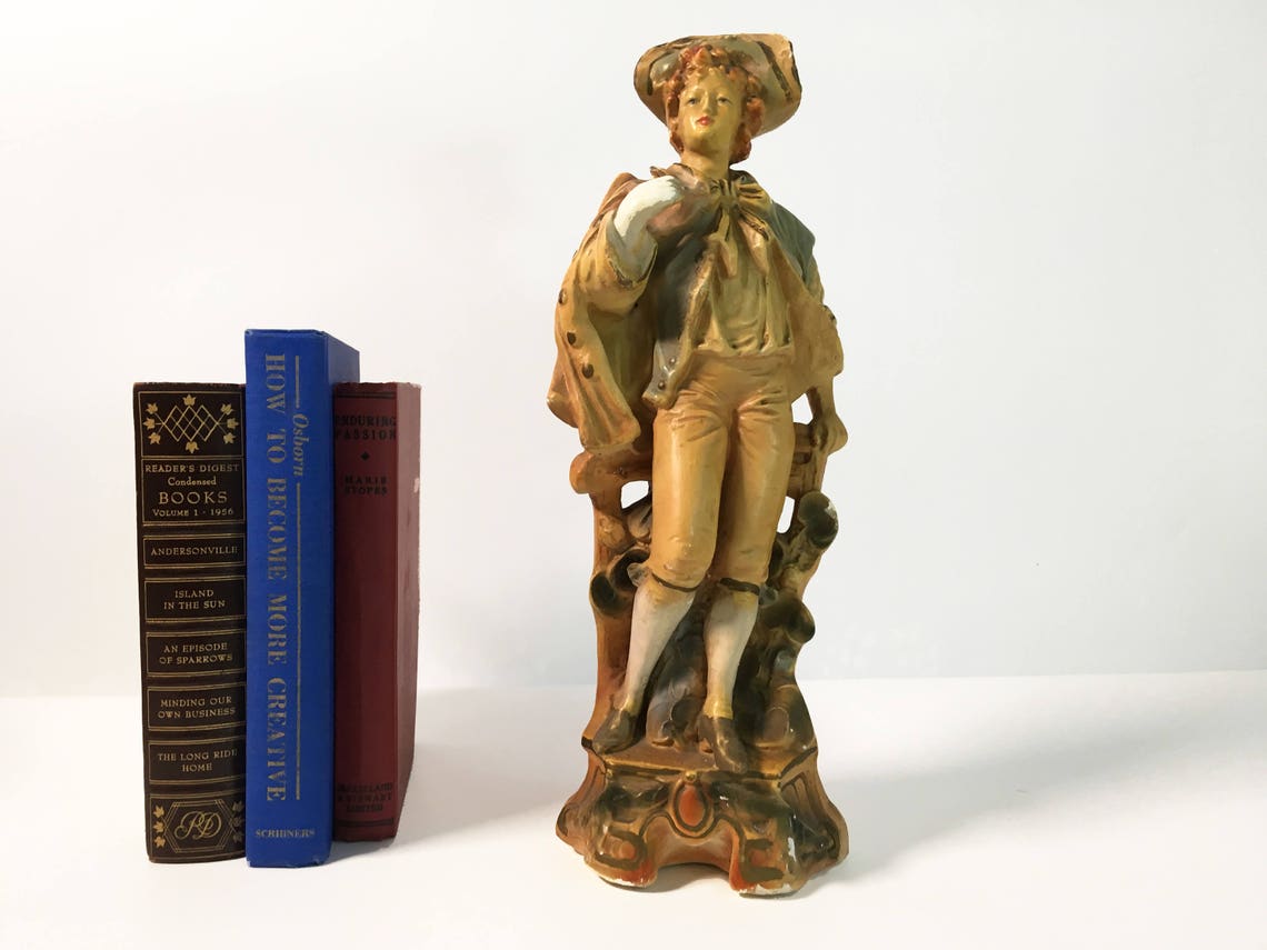 Vintage 14 Tall Chalkware Statue Gentleman Shabby Chic | Etsy