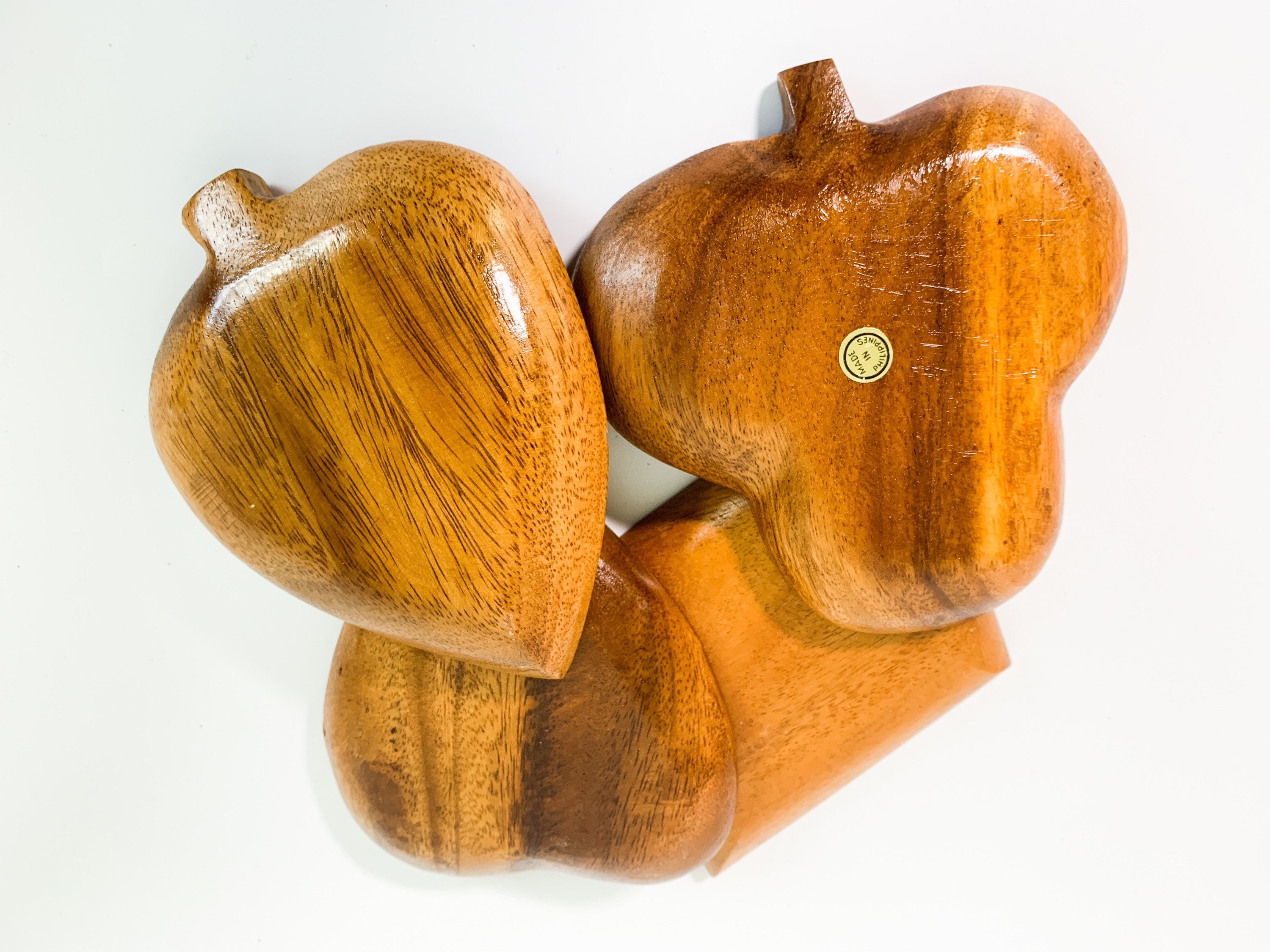 Vintage Monkeypod Monkey Pod Wood 4 Piece Snack or Nut Dishes in Card ...