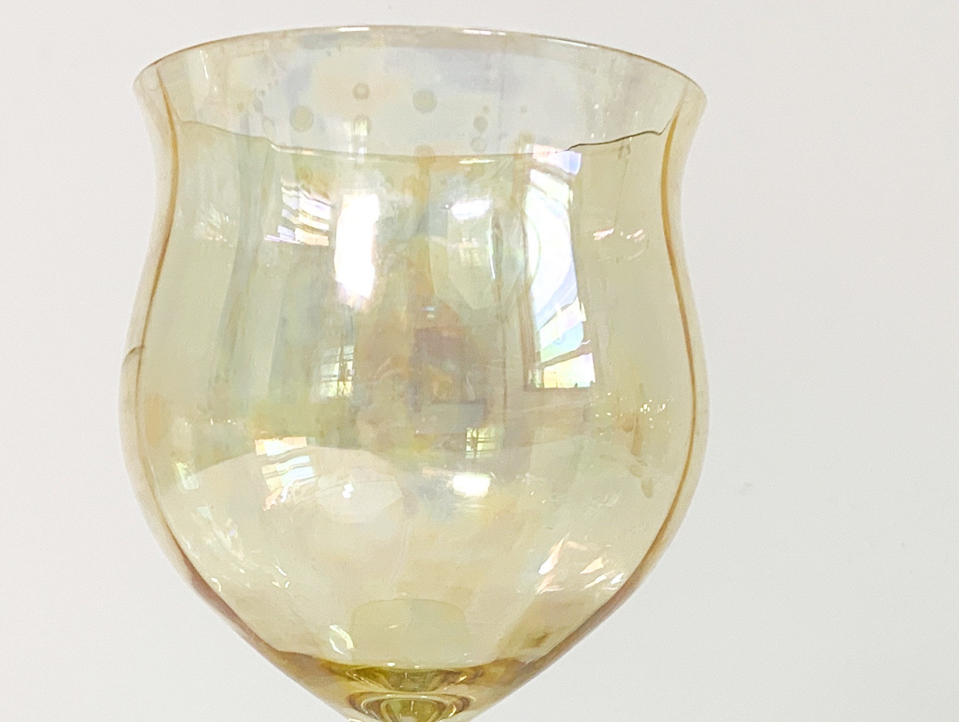 Vintage Set of 6 Iridescent Wine Glasses Light Peach Color - Large ...