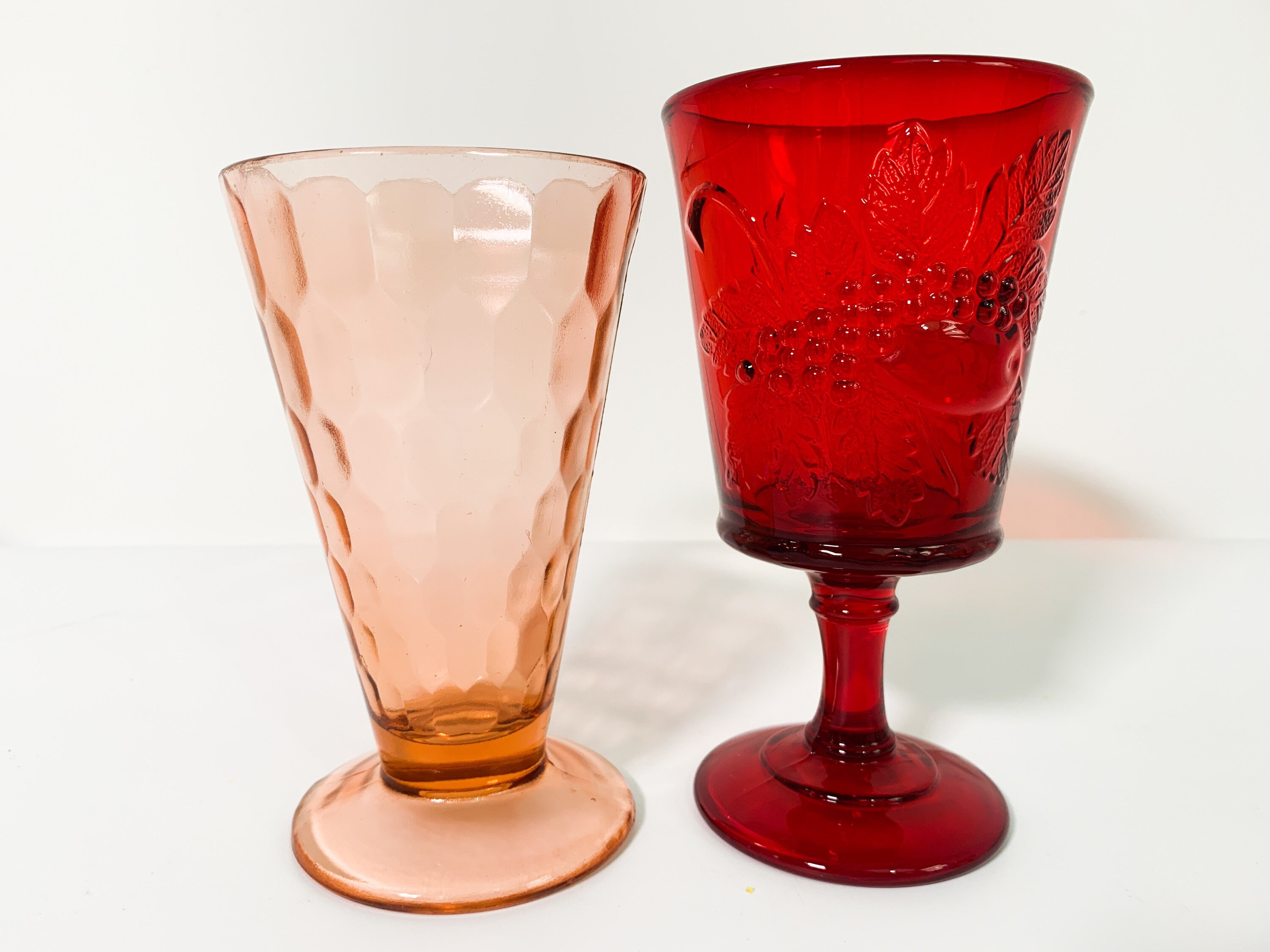 2nd Time Around Vintage Set 6 Mulit-Color Large Goblets Glasses ...
