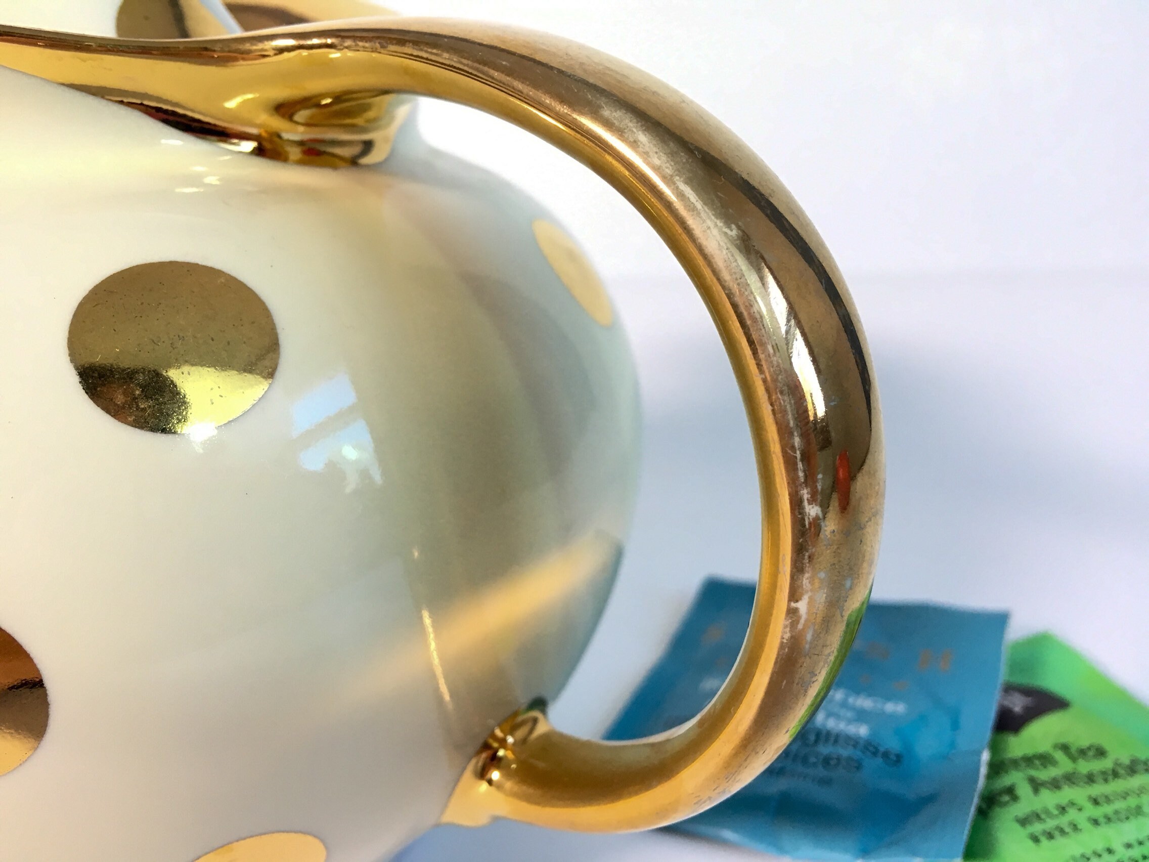 Vintage Gold Label Hall Teapot Ivory w/ Gold Dots Windshield Shape ...