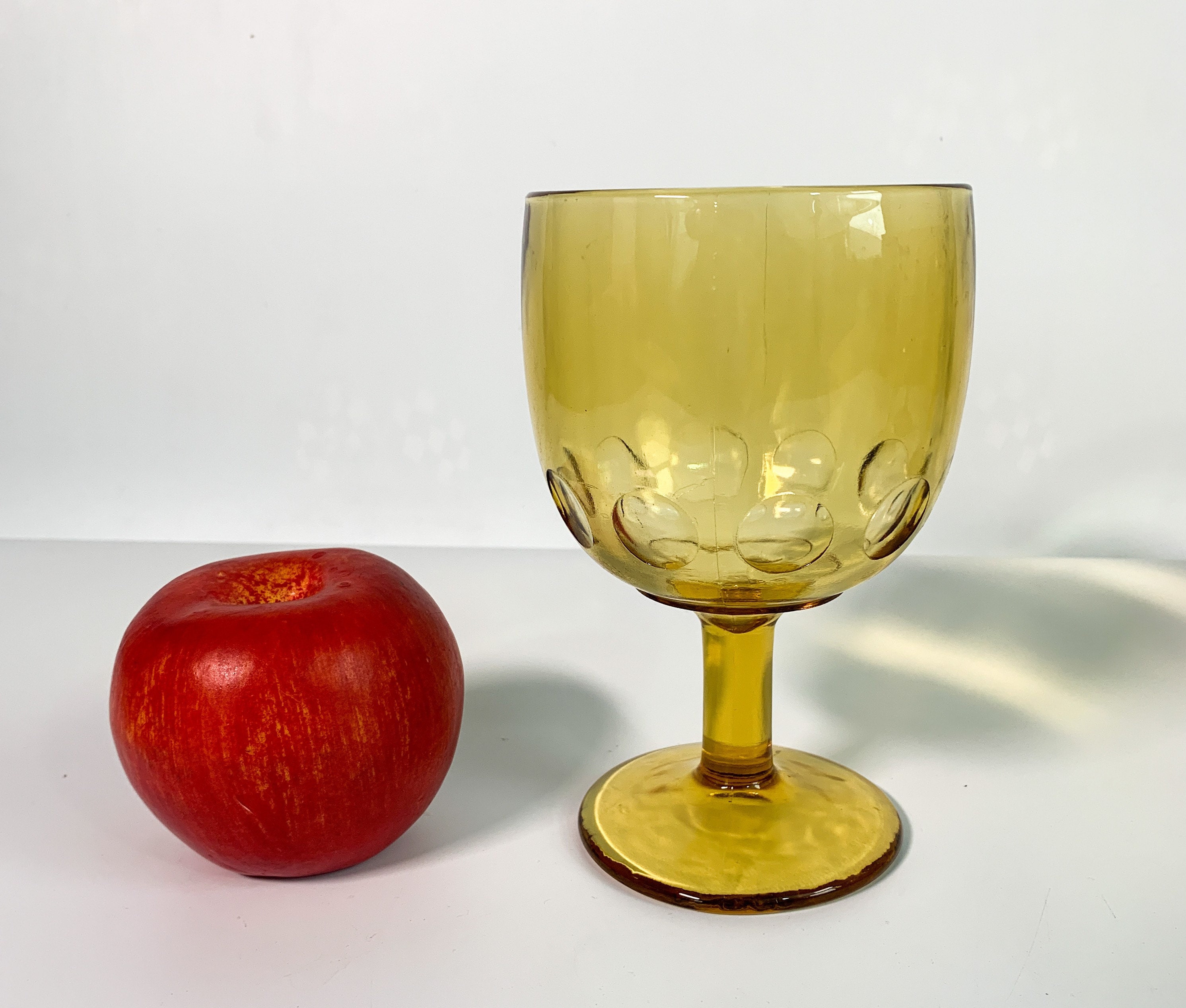Vintage Set Of 4 Large Amber Water Glasses Heavy Goblets By Bartlett Collins Retro Dining
