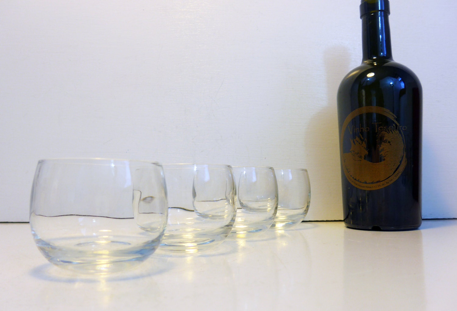Roly Poly Set 4 Clear Glass Mid Century Roly Poly Glasses - Vintage ...