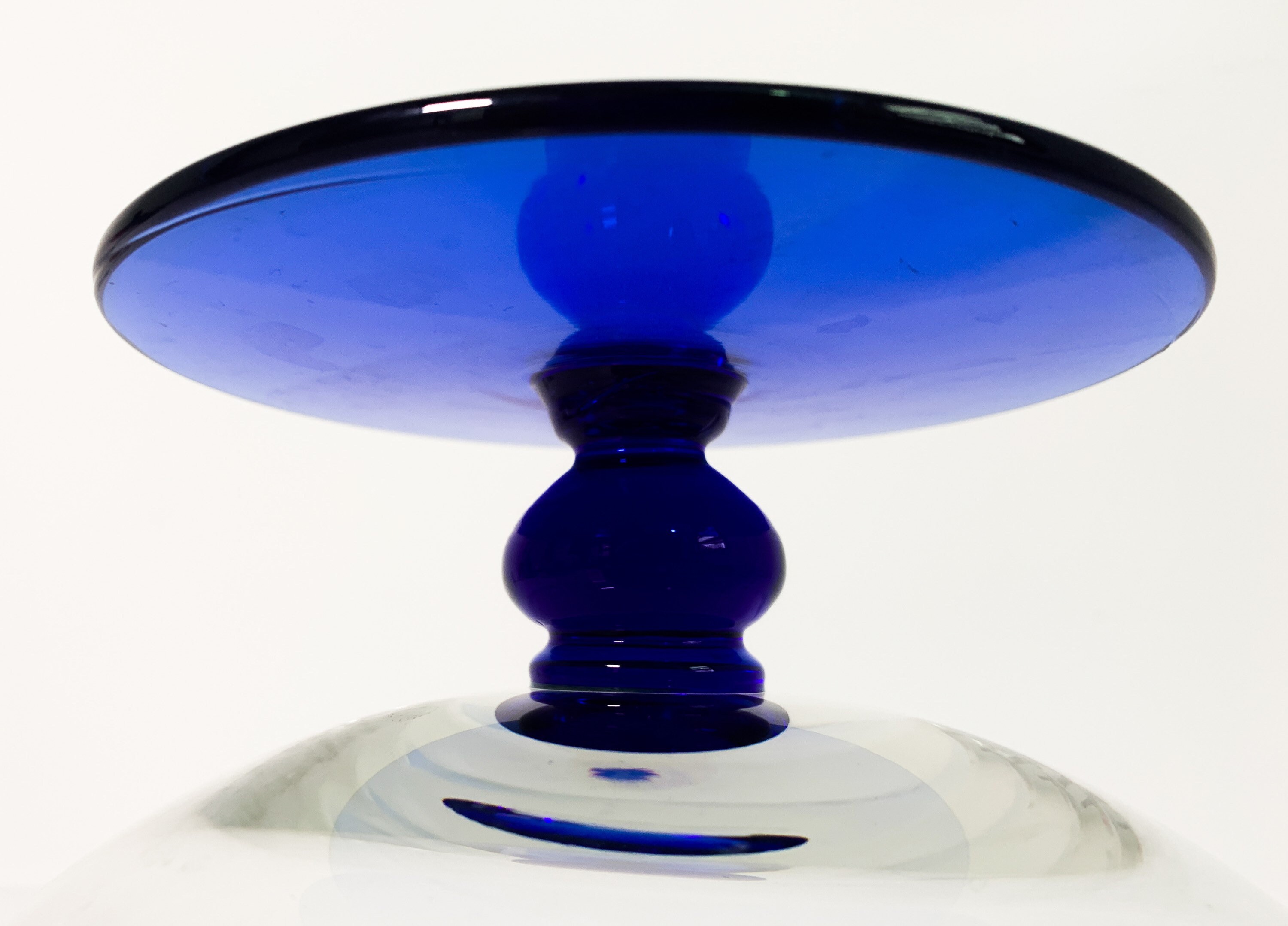 Vintage Glass Compote w/ Cobalt Blue Base Centerpiece - Retro Pedestal ...