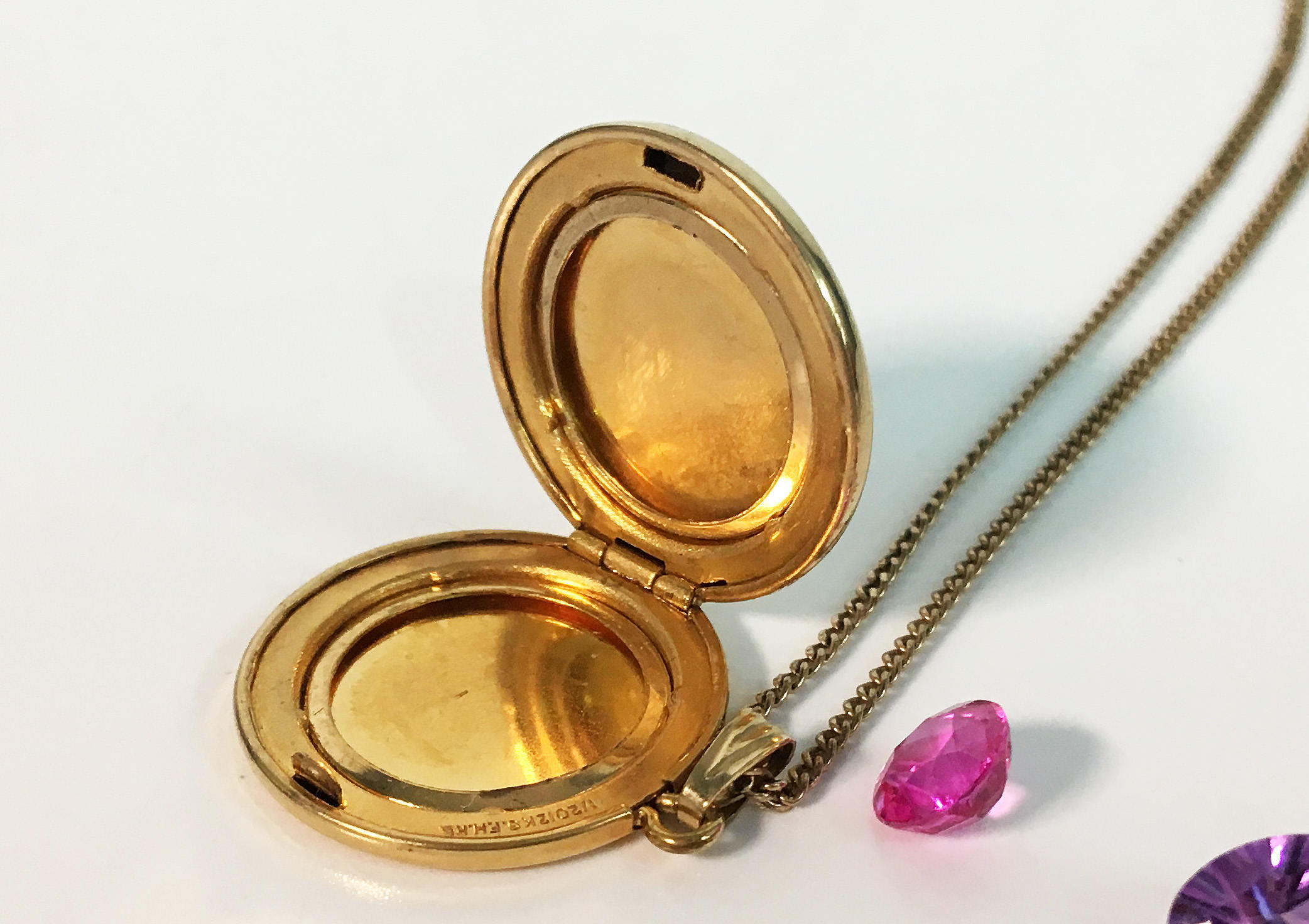 Vintage Locket Necklace 12K Gold Filled Monogrammed H F B Co. Pendant 2 ...