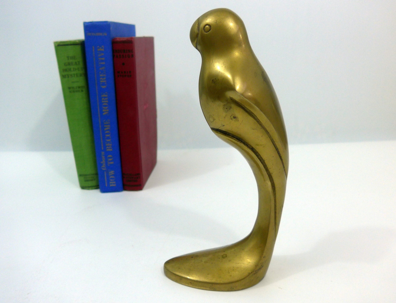 Brass Parrot w/ Wide Base - Vintage Home Decor Library Decor - Standing ...