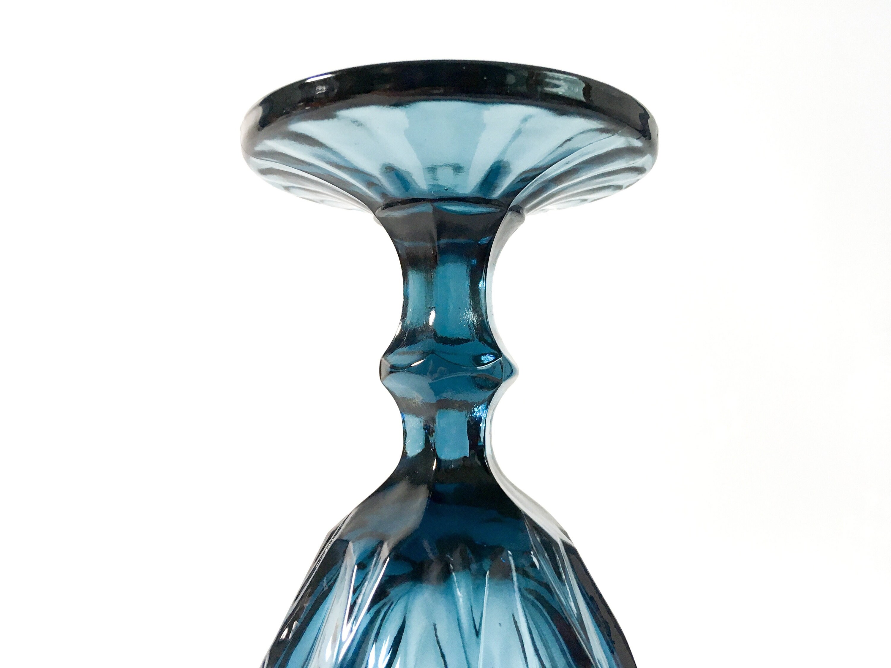 Vintage Set 4 Dark / Dusky Teal Blue Water Glasses Goblets - Four Retro ...