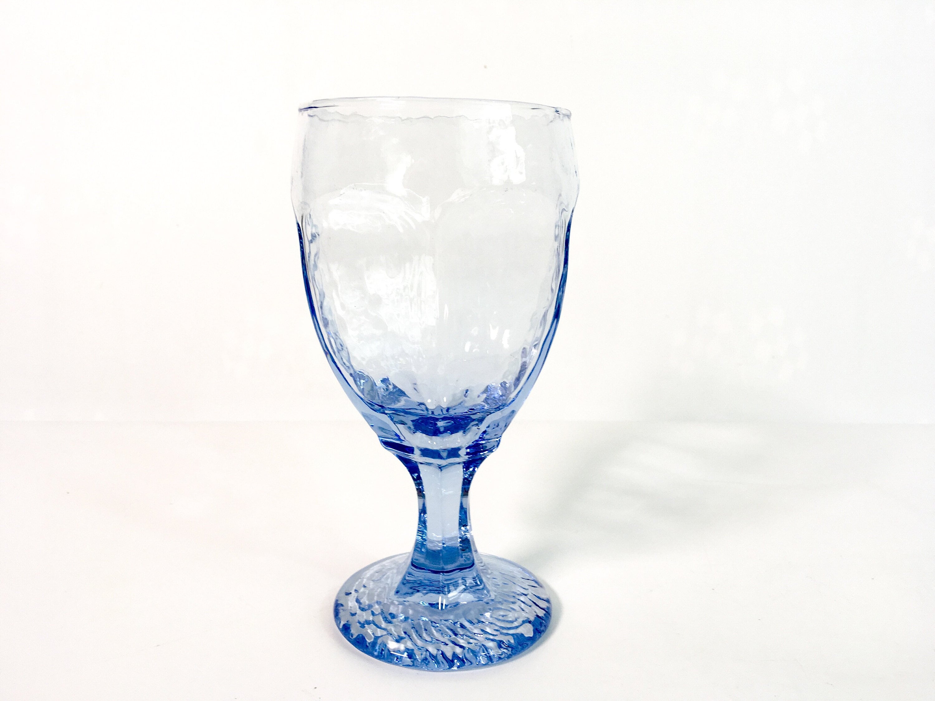 4 Vintage Blue Chivalry by LIBBEY Goblets Water Glasses Panels Textured ...